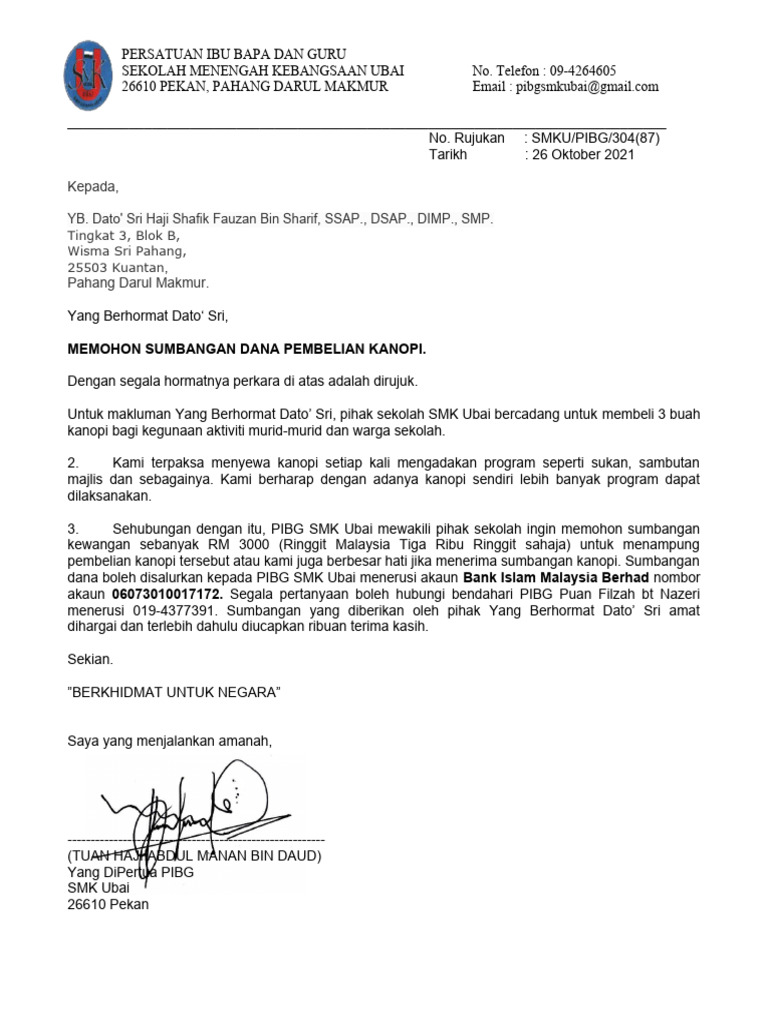 Surat Dato Syafiq Fauzan | PDF