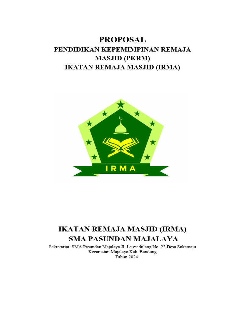 Contoh Format Proposal PKRM IRMA Sekolah | PDF