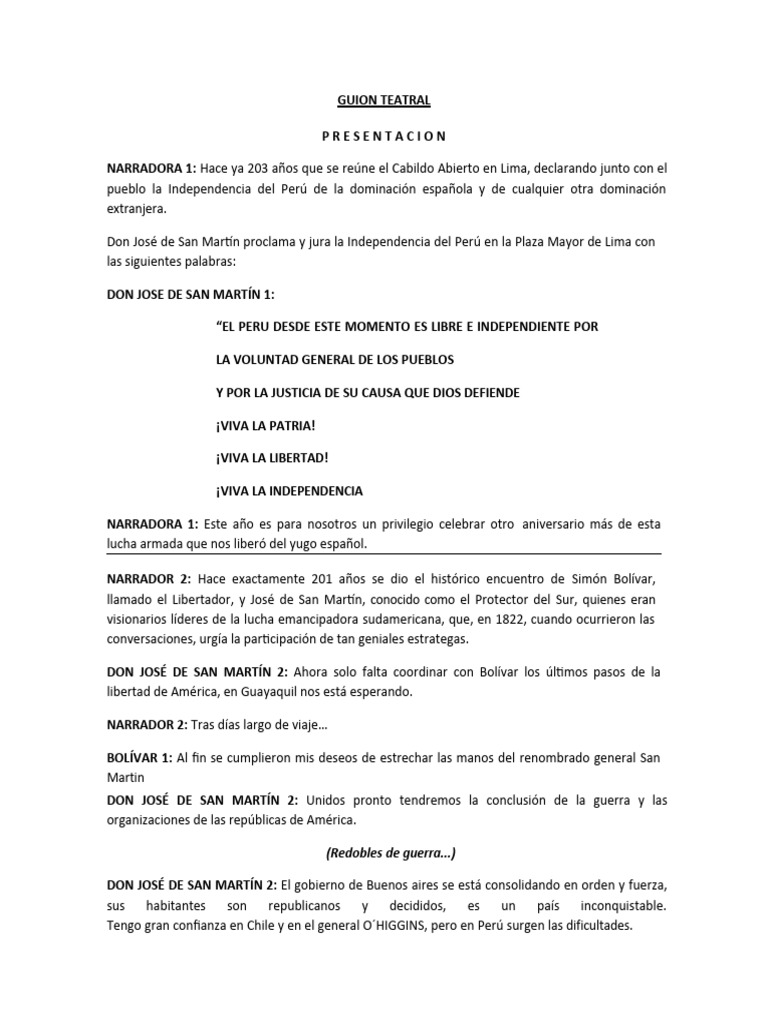 Guion Teatral | PDF | Conflictos del segundo milenio | Perú