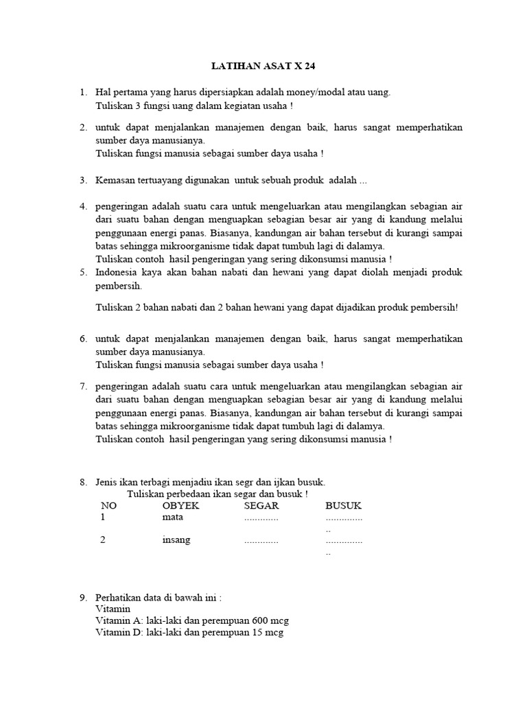 Latihan Asat X 24 | PDF