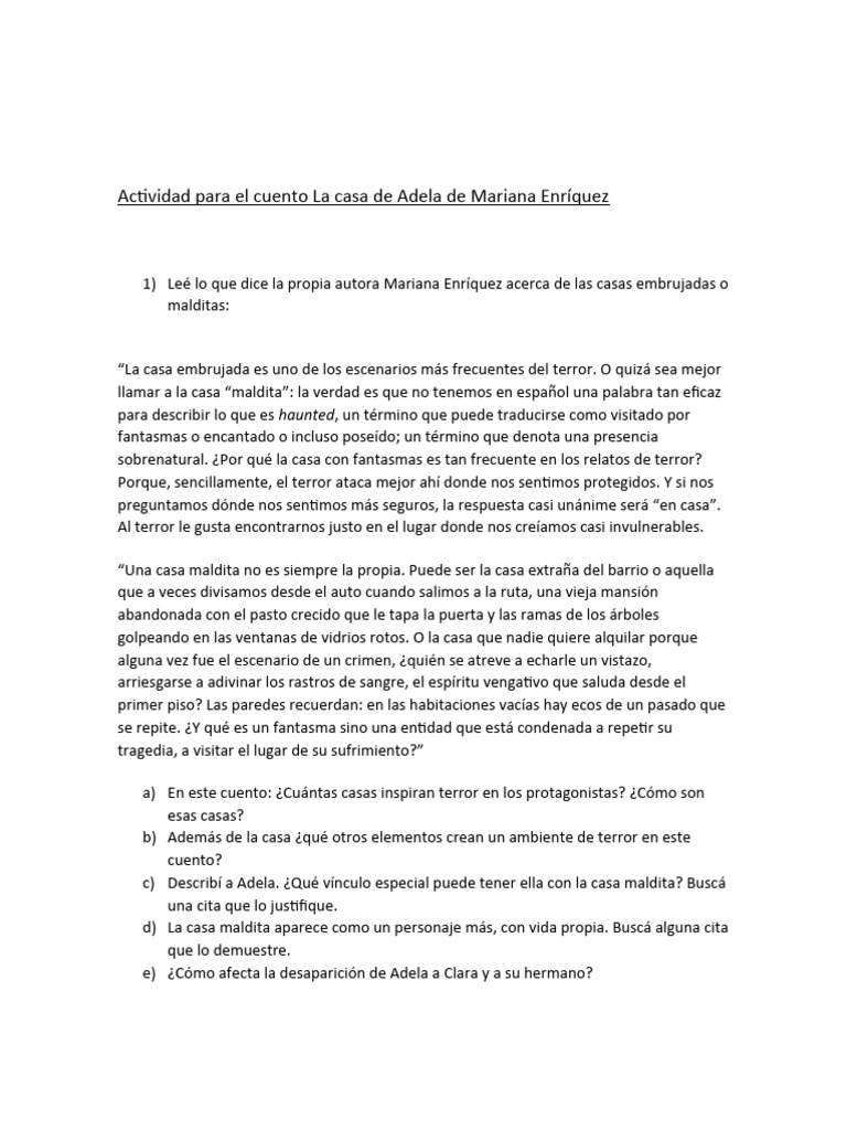 Análisis de "La casa de Adela" | PDF