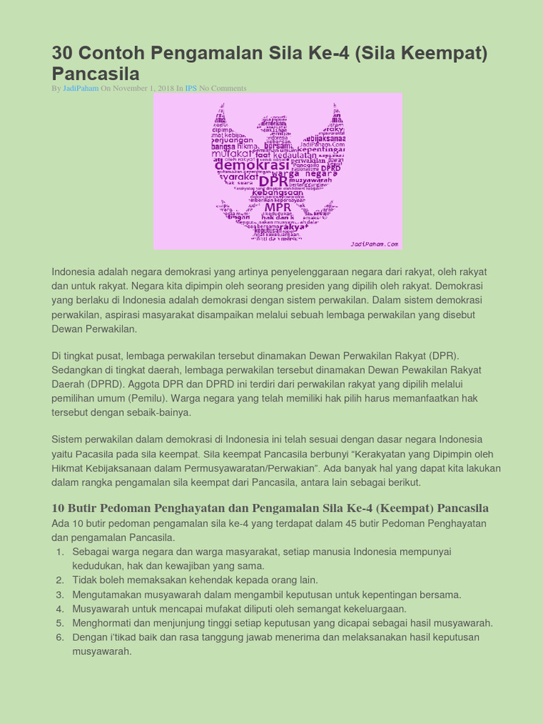 30 Contoh Pengamalan Sila Ke 4 | PDF