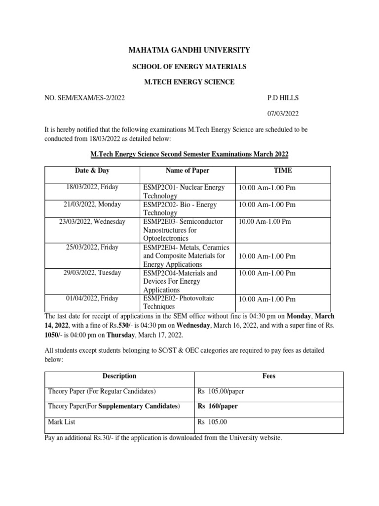 2nd Sem Exam Notification | Download Free PDF | Physical Sciences | Materials Science
