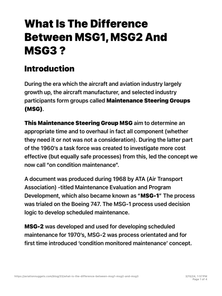 What Is The Difference Between MSG1, MSG2 and MSG3 ? - Aviation Nuggets ...