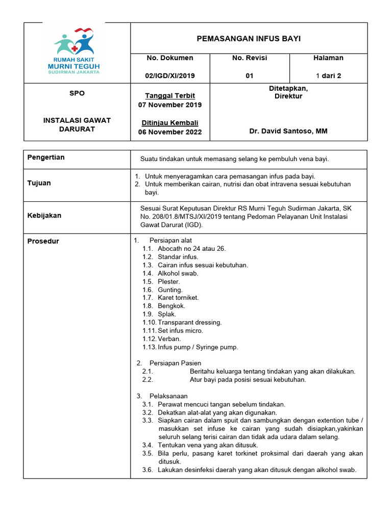 Panduan Pemasangan Infus pada Bayi | PDF