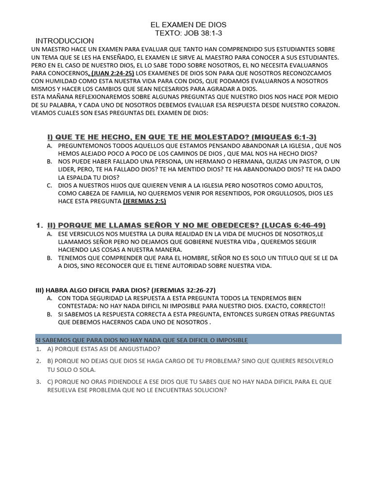 El Examen de Dios | PDF | Dios