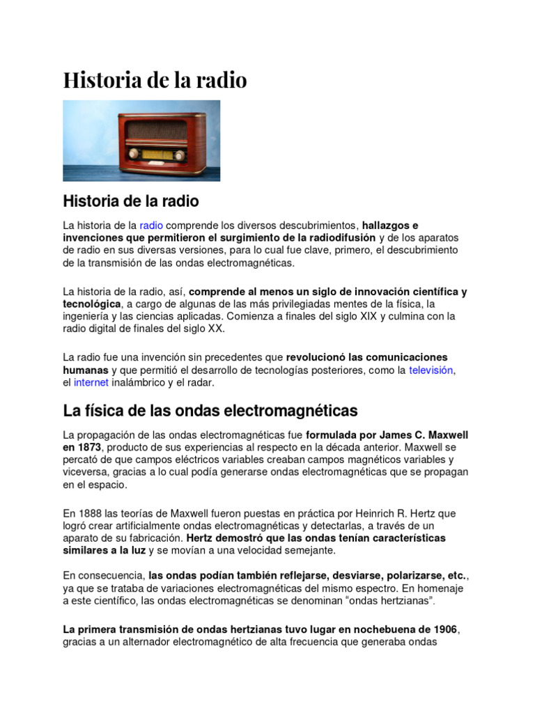 Historia de La Radio | PDF | Radio | Radiación electromagnética