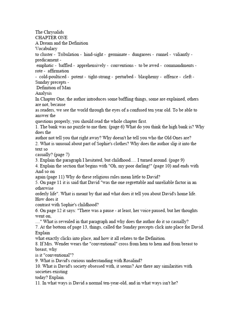 Analysis Questions Chapter 1 10 | PDF | Self Esteem