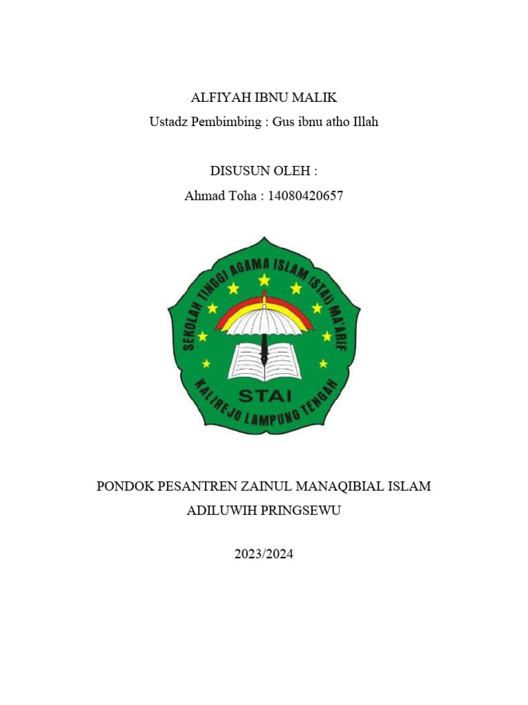 ALFIYAH IBNU MALIK Toha | PDF