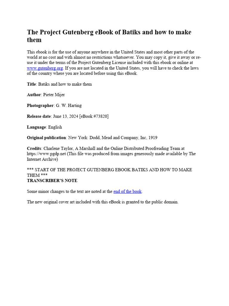 Batiks and how to make them | Download Free PDF | Project Gutenberg | Textiles