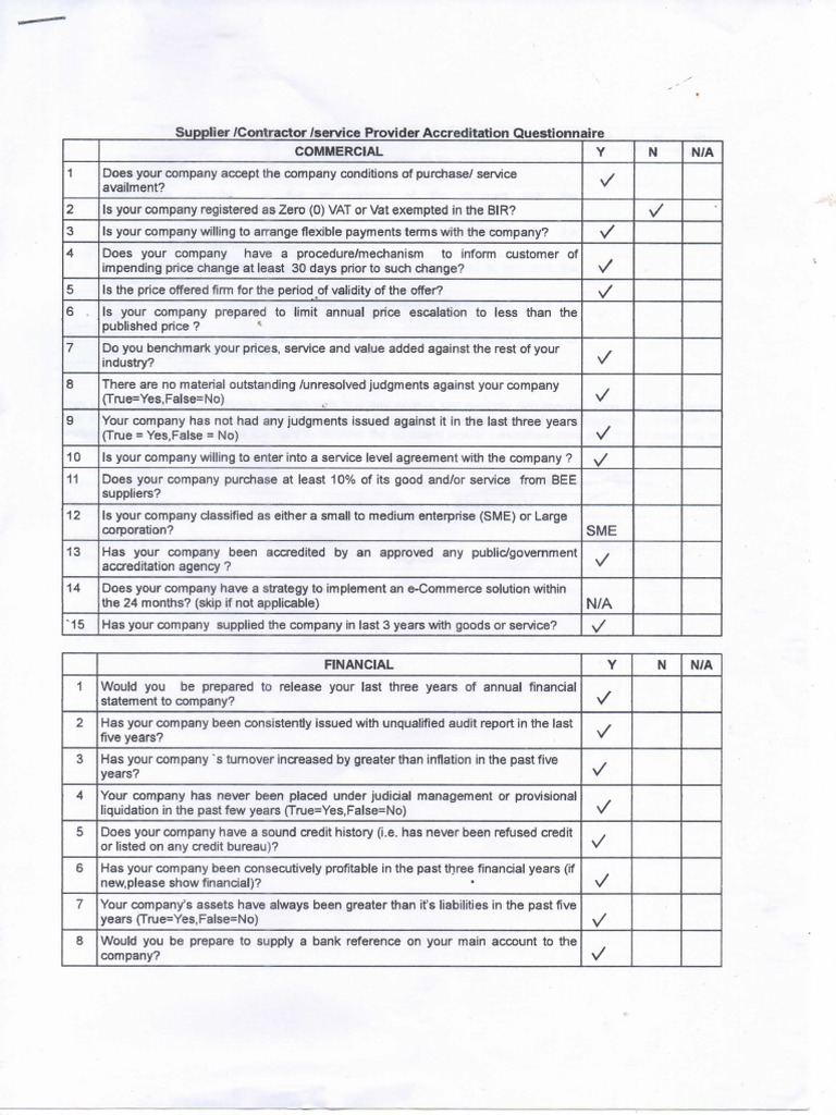 Supplier's Accreditation Form-Questionnaire088 | PDF