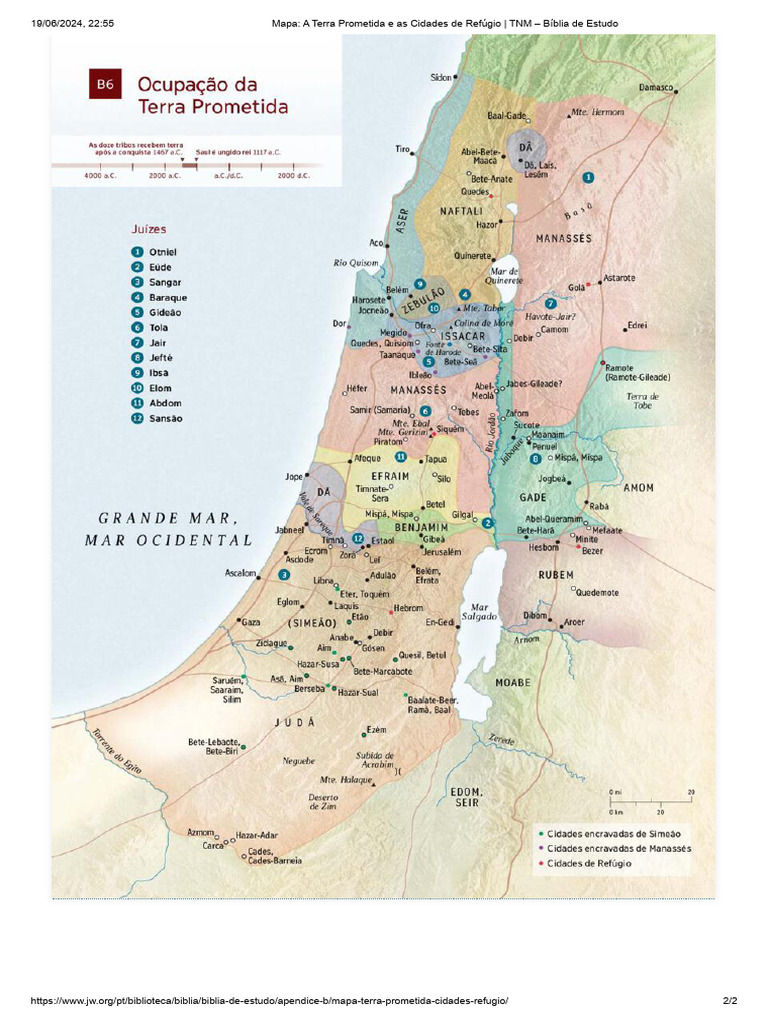 Mapa Cidades de Refúgio e A Terra Prometida - TNM - Bíblia de Estudo | PDF