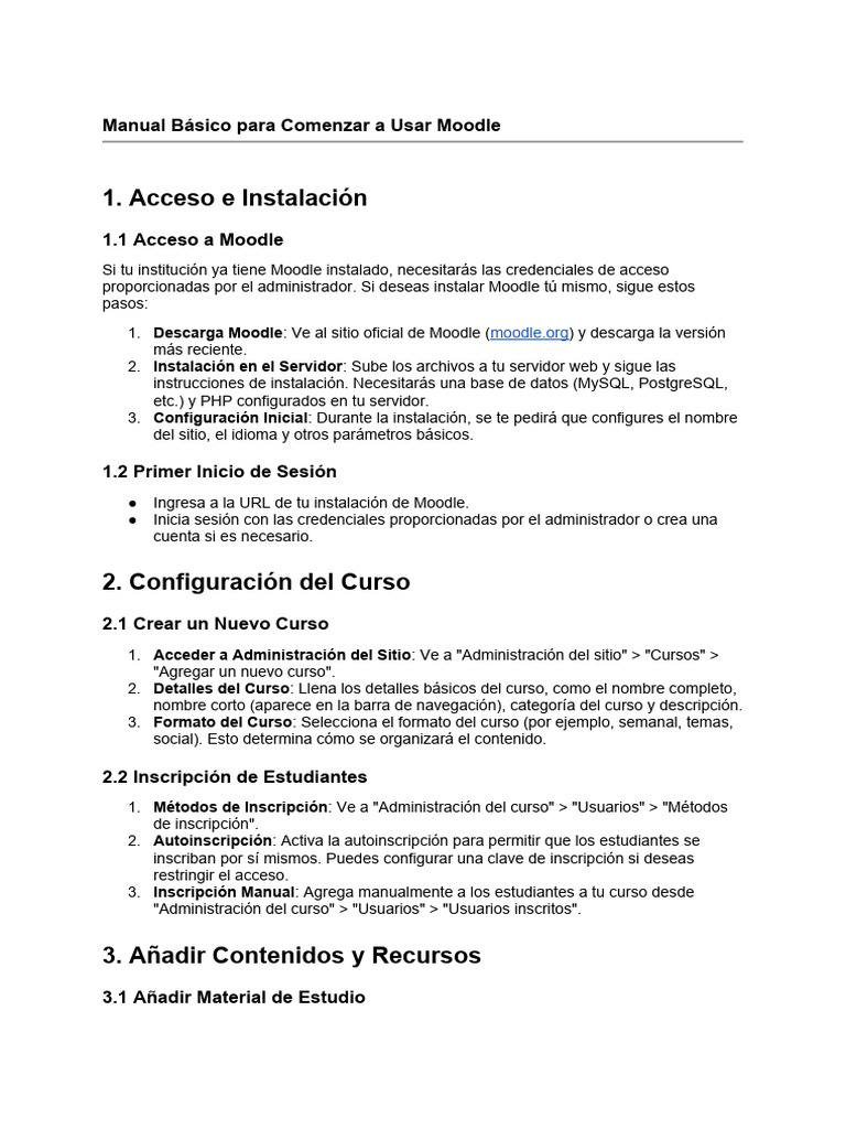 Manual Básico para Comenzar A Usar Moodle | PDF | Moodle | Mi sql