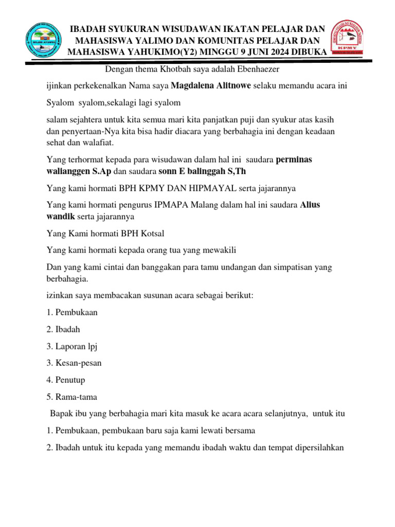 Susunan Acara Protokoler Wisudawan | PDF