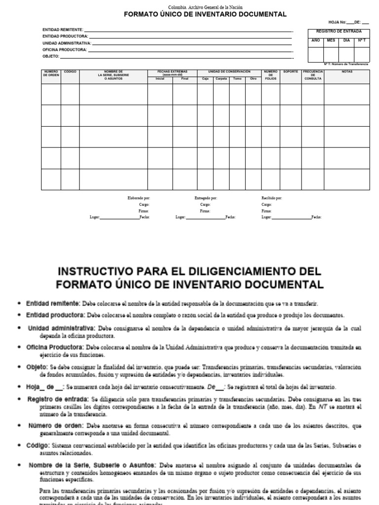 Formato Único de Inventario Documental | PDF