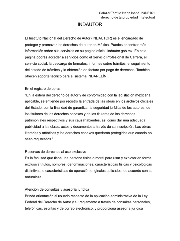 INDAUTOR | PDF | Propiedad intelectual