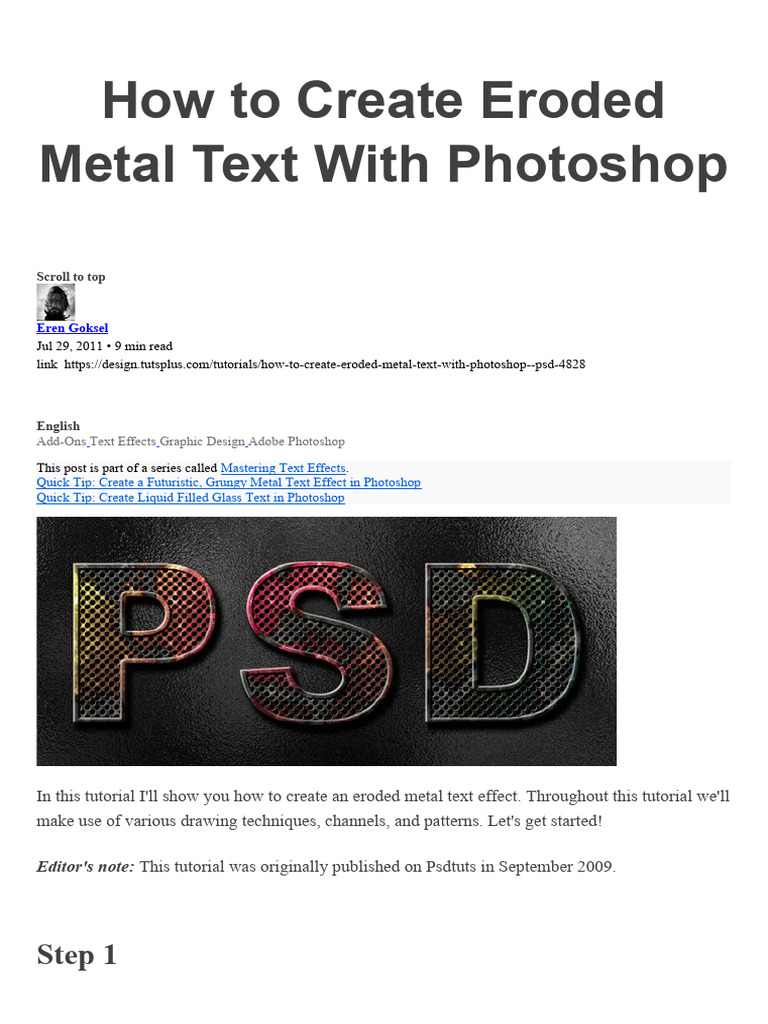 How To Create Eroded Metal Text With Photoshop | PDF | Graphics | Imaging