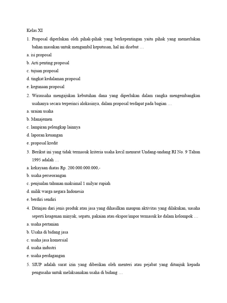 KWU Soal PAS Kelas XI | PDF