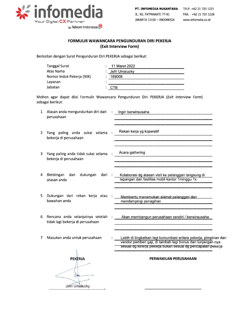 surat resign pdf 1 | PDF