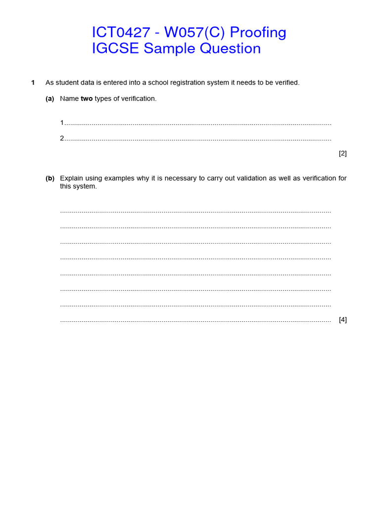IGCSE ICT Proofing Technique Theory Question | PDF