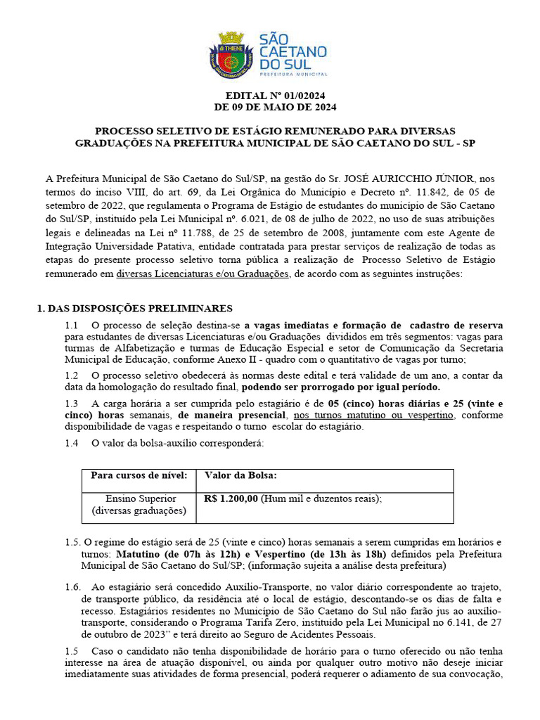 SCS SP 01.2024 - Edital | PDF | Pedagogia | Comunicação