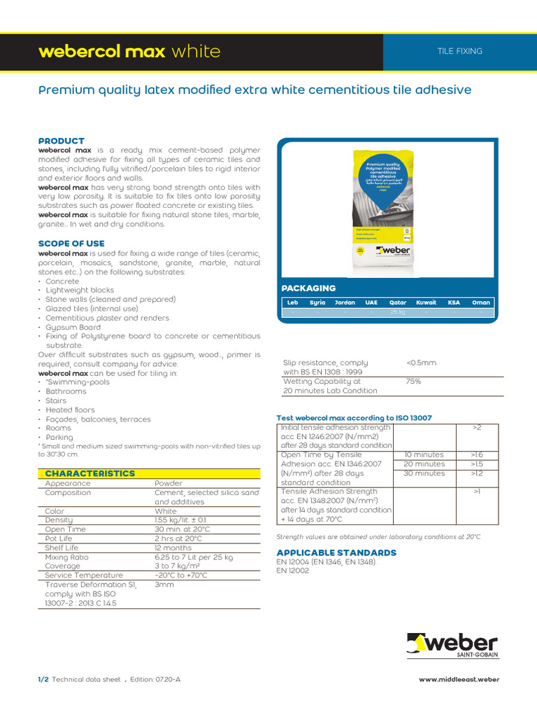 Webercol Max | PDF | Tile | Concrete
