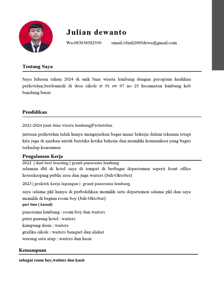 CV Julian Dewanto | PDF