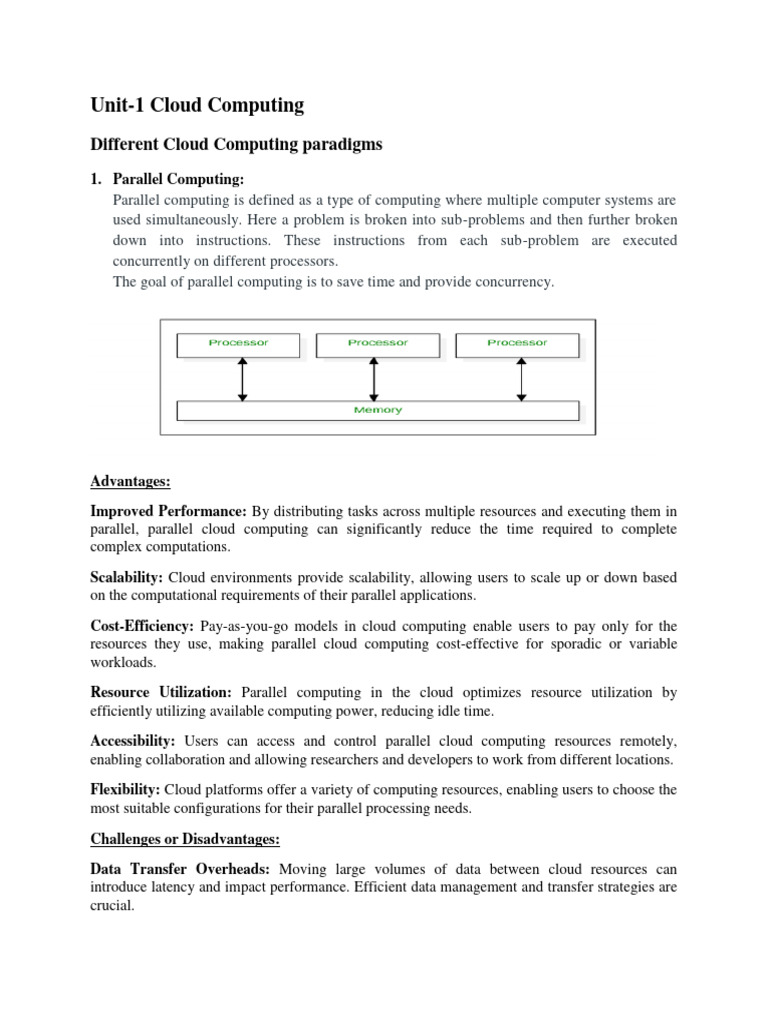 Unit-1 CC | PDF | Cloud Computing | Software As A Service