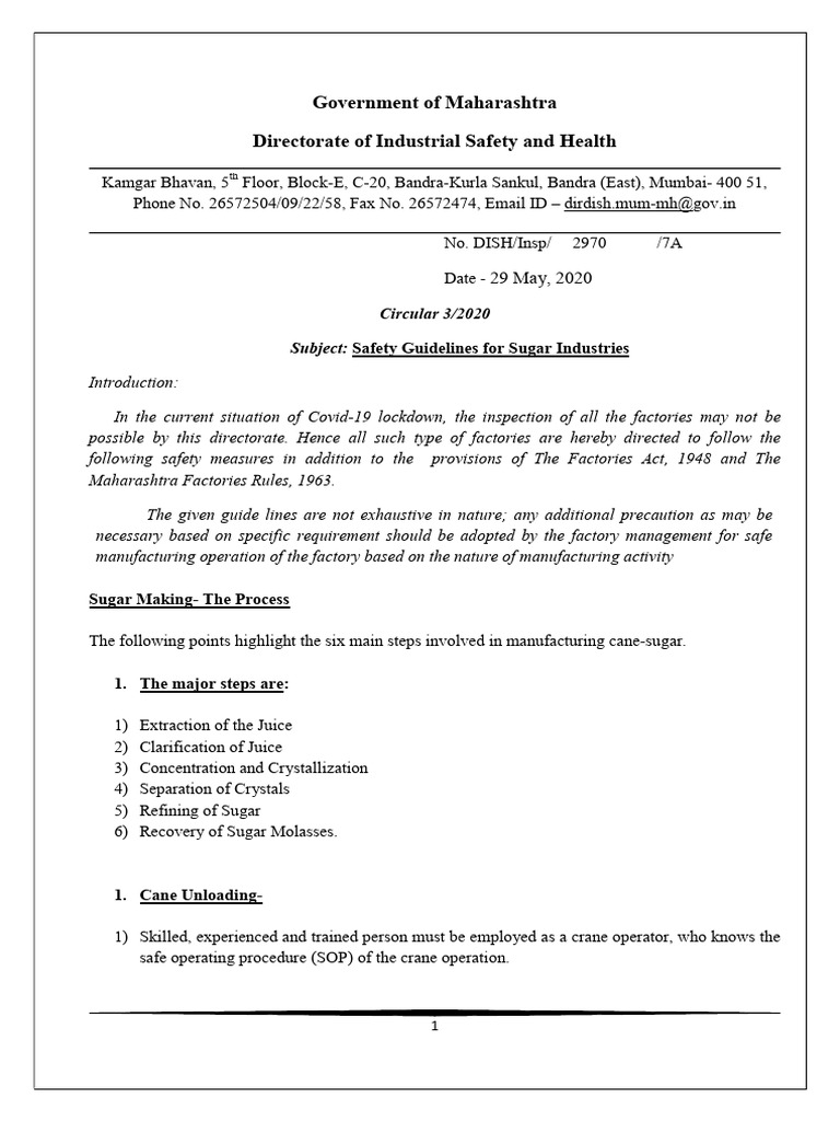 Safety_Guidelines_for_Sugar_Industries | PDF | Personal Protective ...