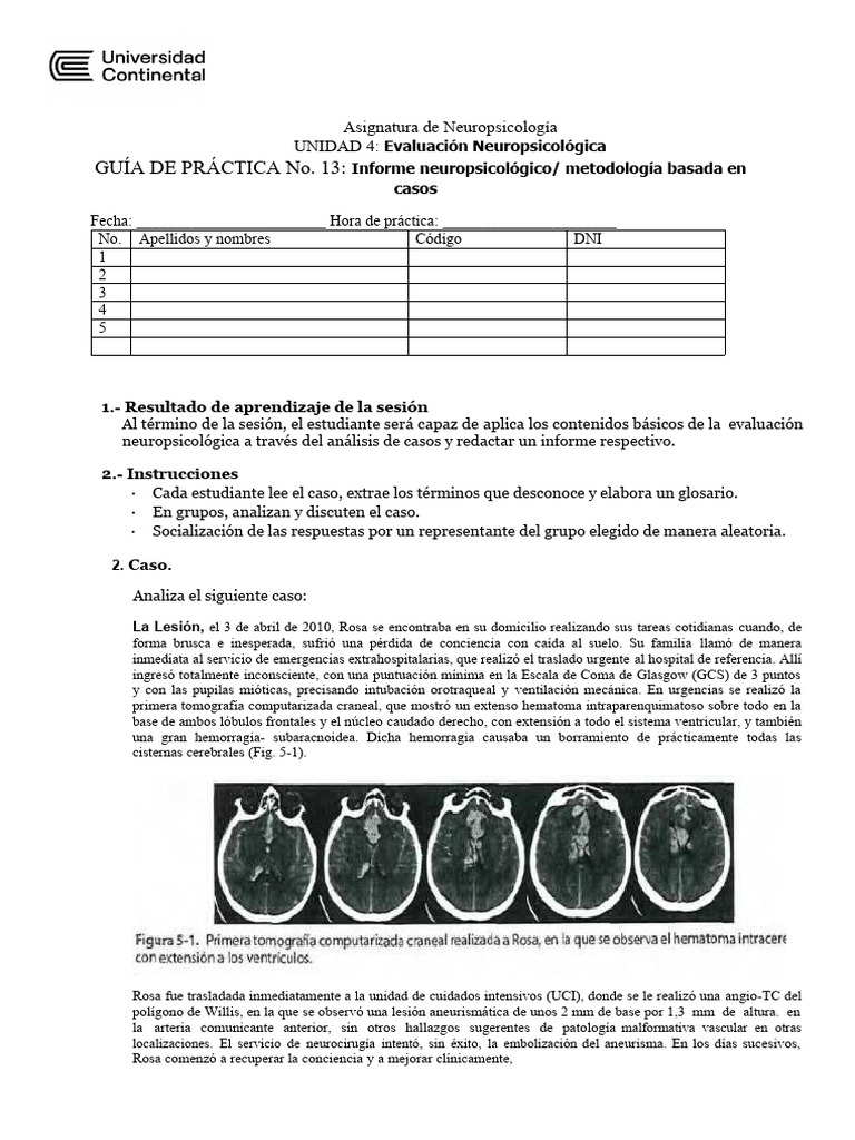 Guía de Práctica Semana 13 | PDF | Atención | Especialidades Medicas