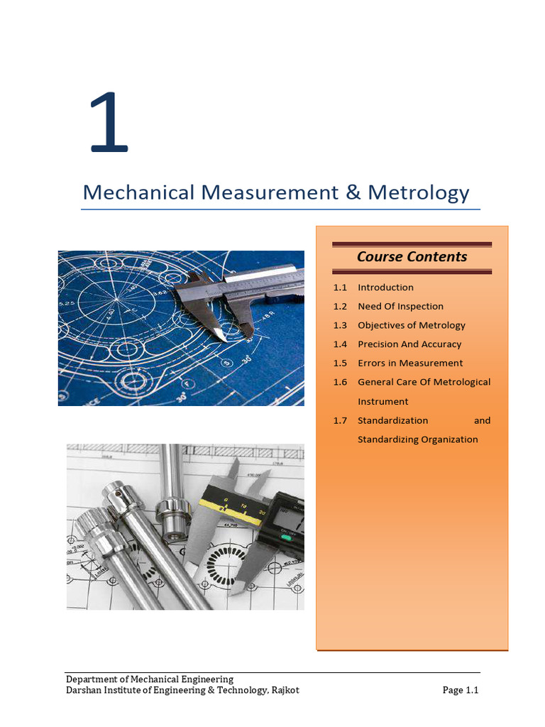 Mechanical Measurement and Metrology 1 | PDF | Measurement | Accuracy ...