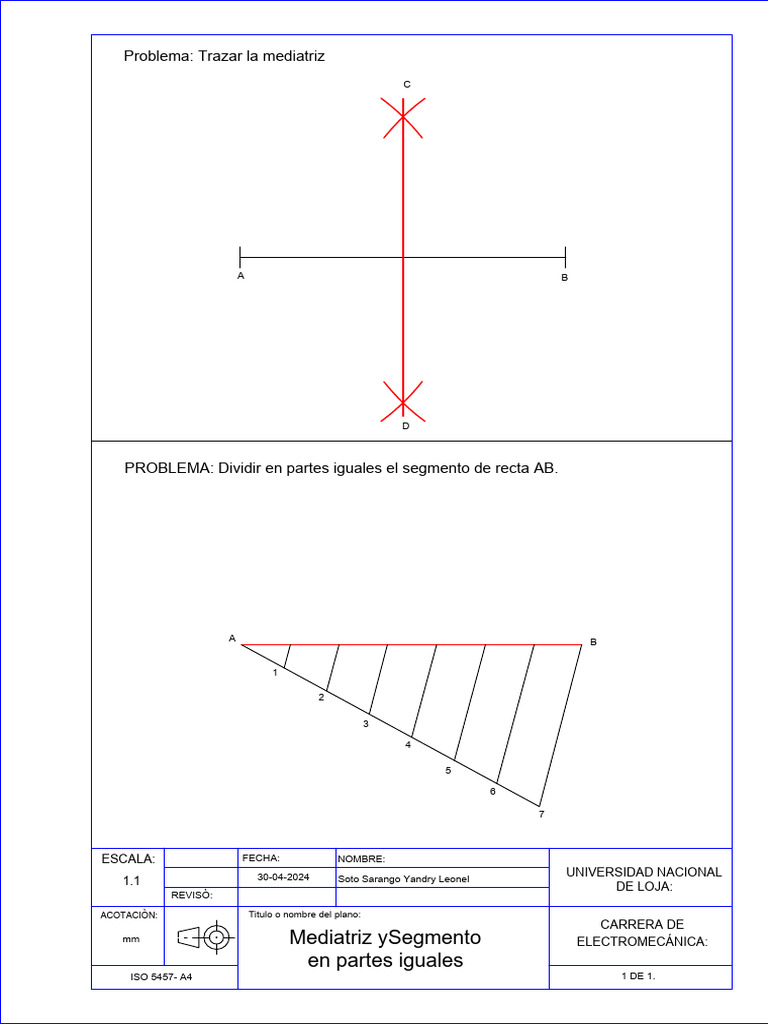 Problema: Trazar La Mediatriz: Al Segmento de Recta AB Dado ...