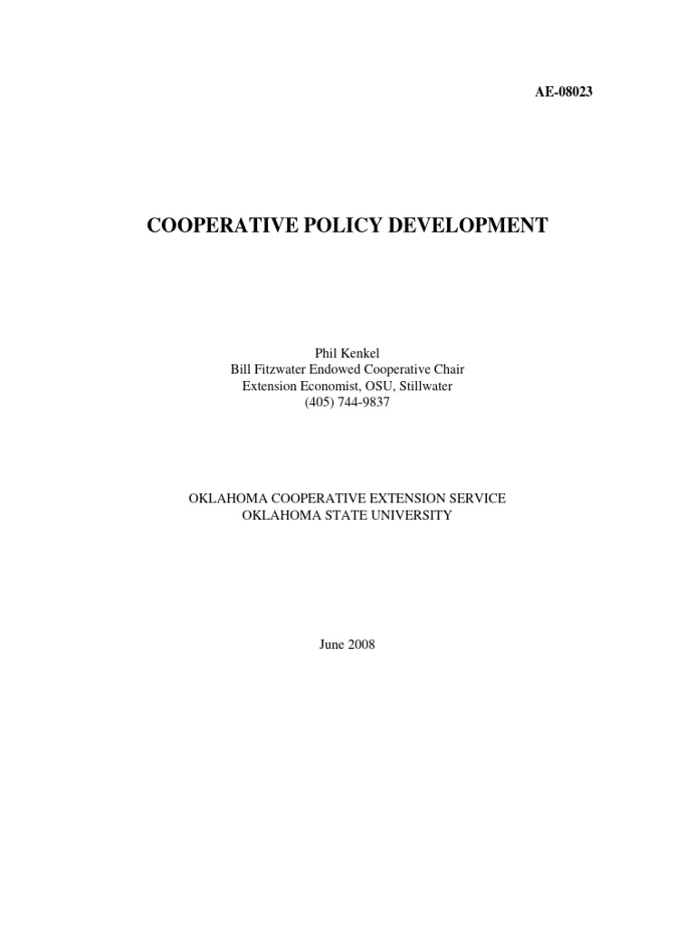 Cooperative Policy Development | PDF | Stocks | Employment