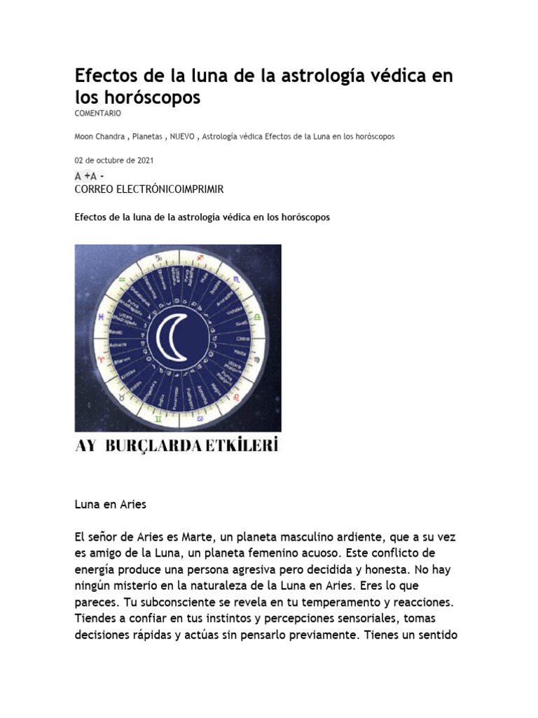 Efectos de la Luna en Horóscopos | PDF | Las emociones | Luna