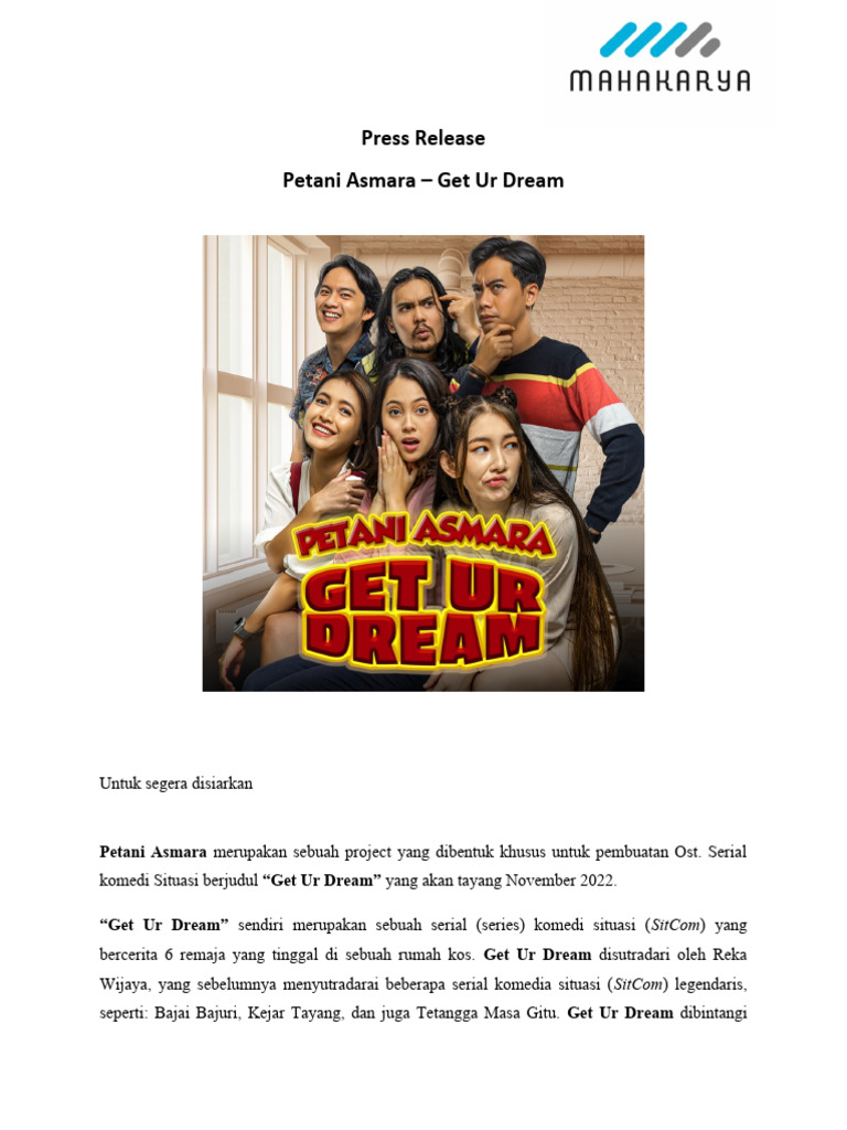 Press Release Petani Asmara - Get Ur Dream | PDF