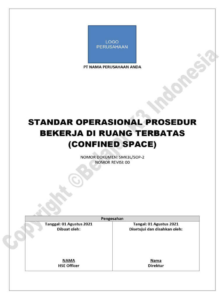 Sop Confined Space | PDF