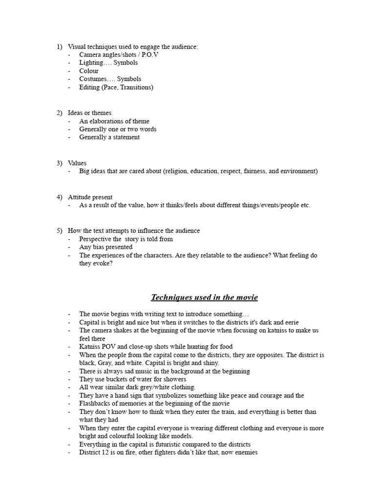 Visual Techniques Used To Engage The Audience | PDF