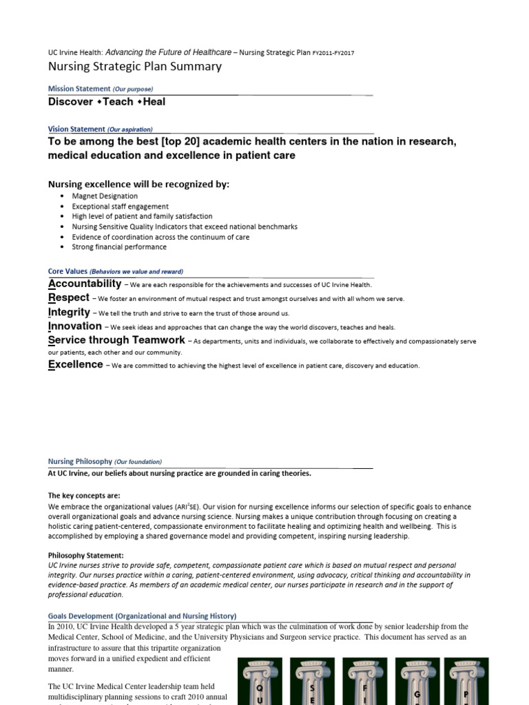 Nursing Strategic Plan Summary Example | PDF | Nursing | Strategic Planning