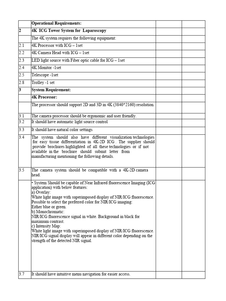 4k ICG Tower Specification | PDF | Camera | Infrared