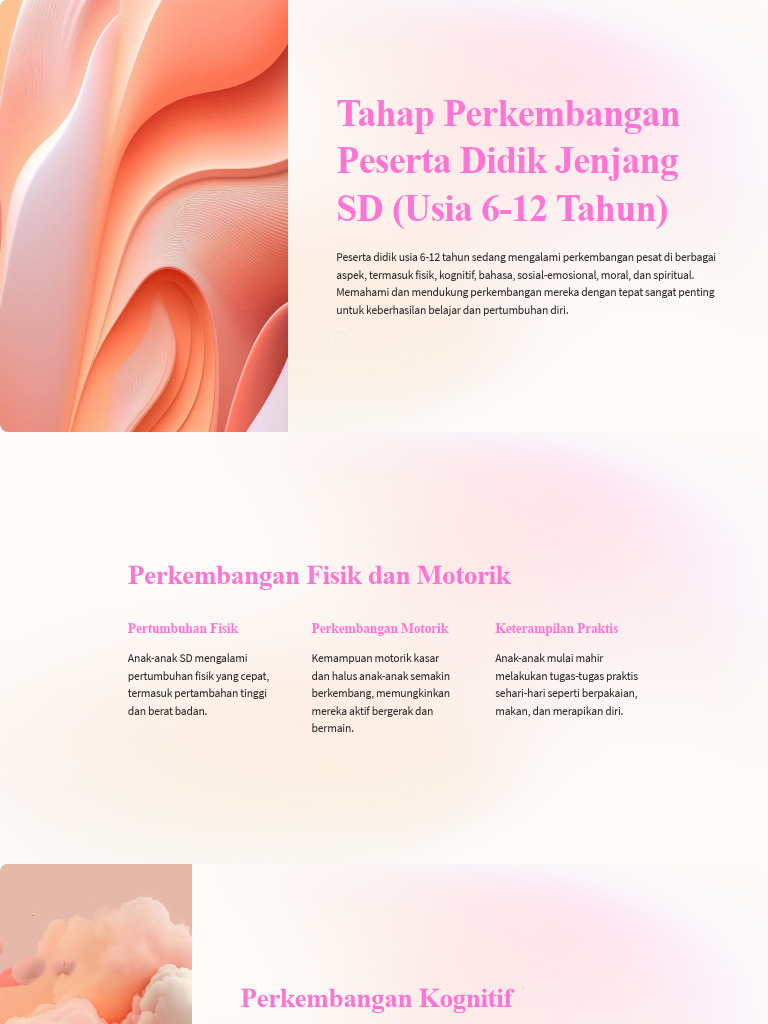 Tahap Perkembangan Peserta Didik Jenjang SD Usia 6 12 Tahun | PDF | Karier & Perkembangan ...