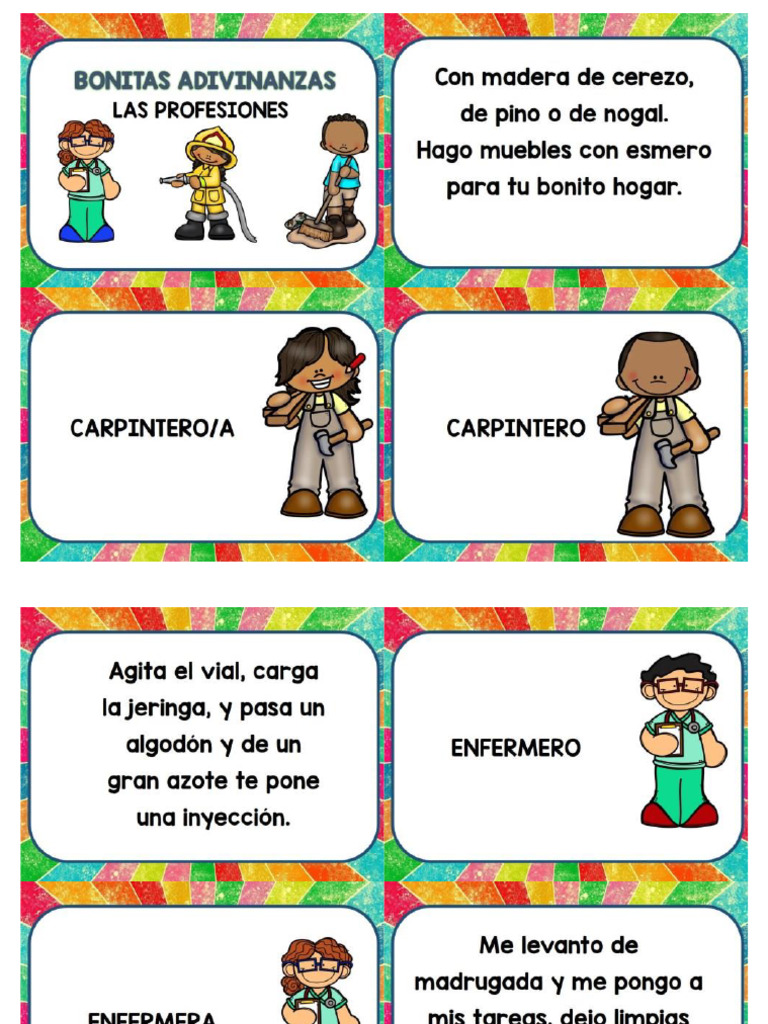 Adivinanzas de Oficios y Profesiones | PDF