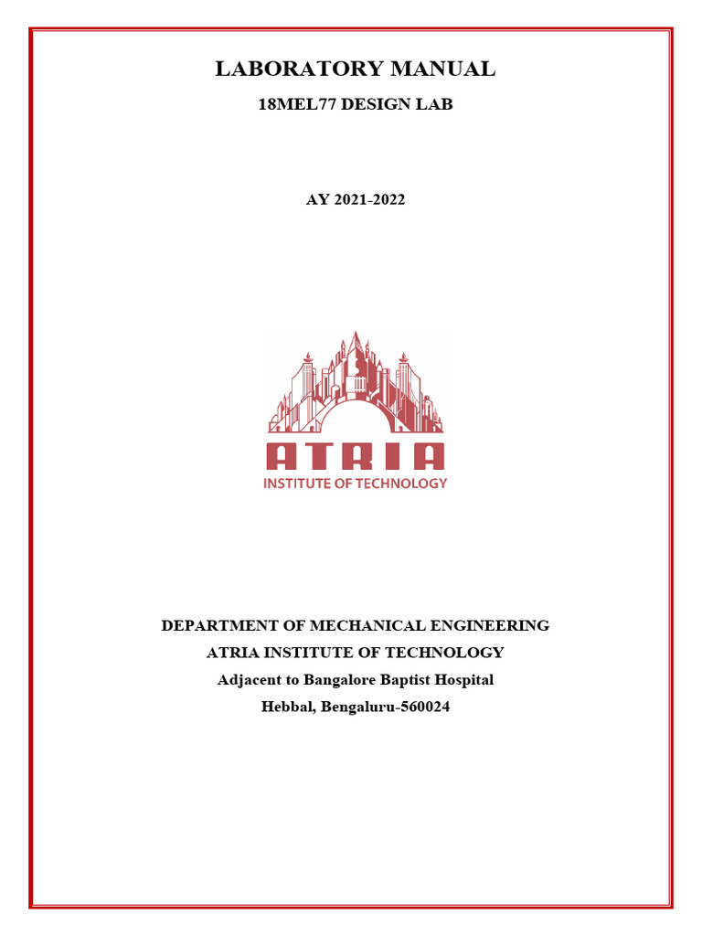Design Lab Manual 18MEL77 | PDF | Stress (Mechanics) | Waves