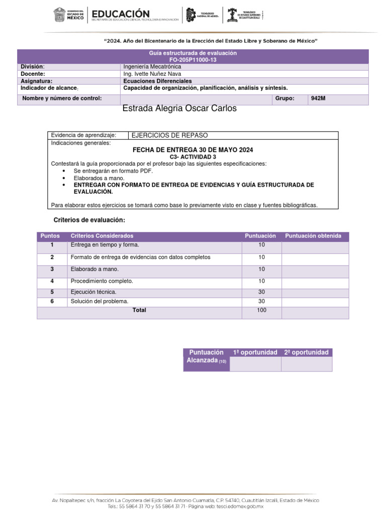 c3 Actividad3 Ejercicios de Repaso | PDF | Maestros | Evaluación
