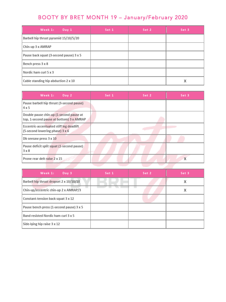 BBB Month 19 Workout Log | PDF | Management Of Obesity | Weight