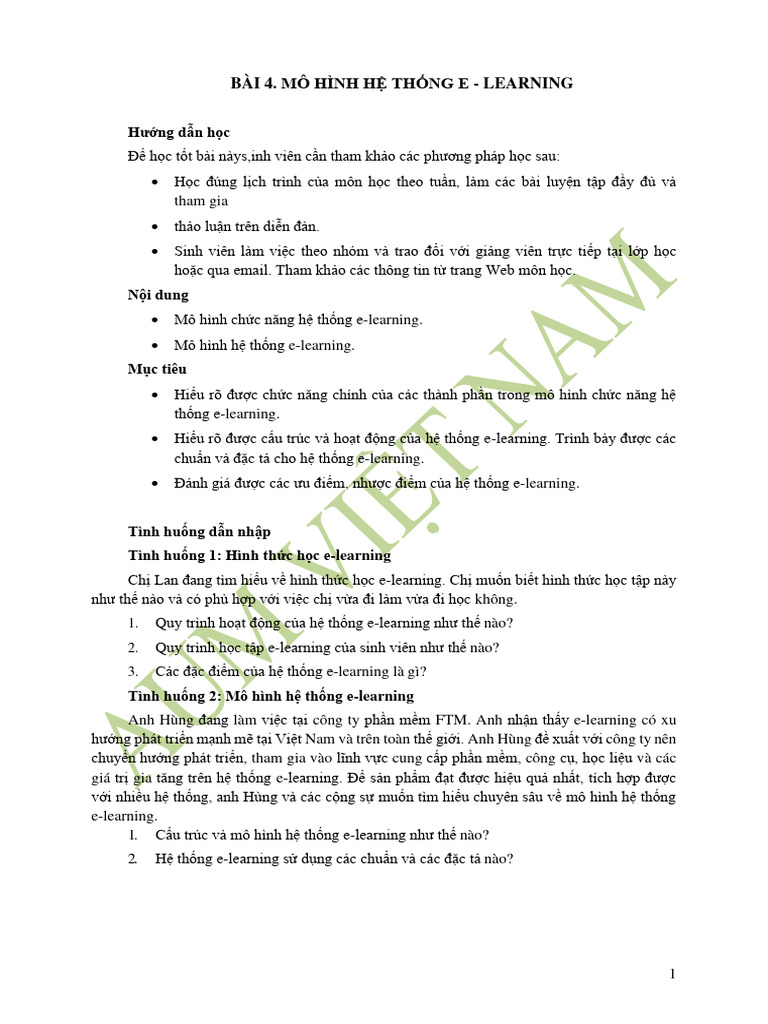 Bài 4 - Mô Hình Hệ Thống E-Learning (1) 23 | PDF