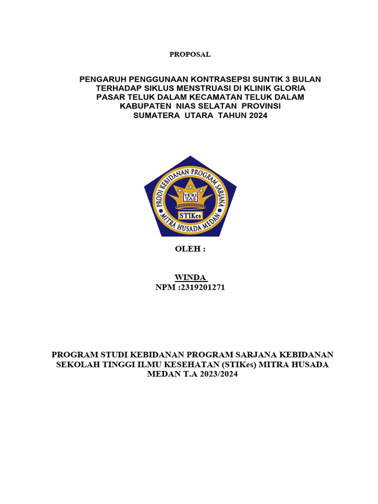 Proposal Winda Kristiyani - Suntik 3 Bulan | PDF | Seni