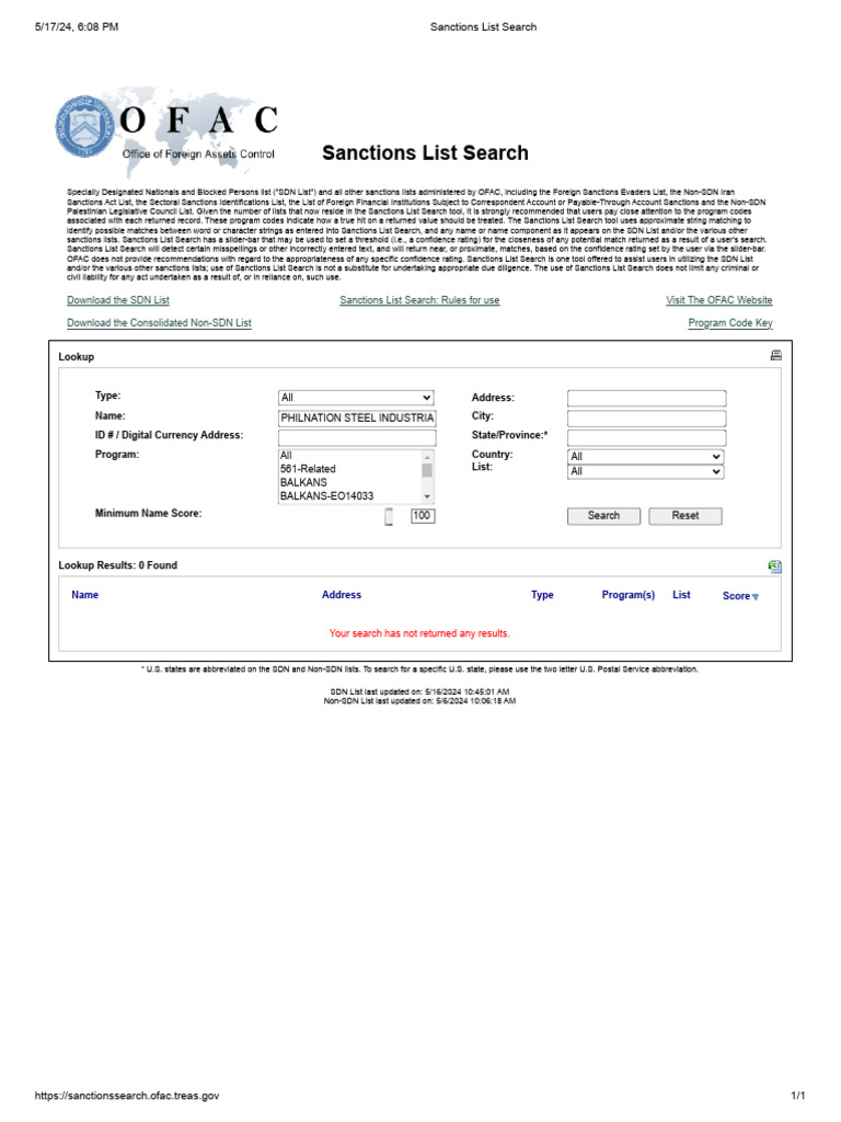 Ofac - Philnation | PDF | Office Of Foreign Assets Control