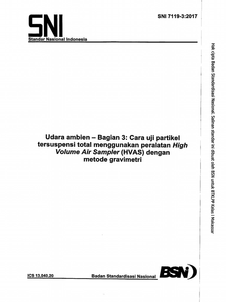 21. SNI 7119-3-2017 tentang Udara Ambien - Bagian 3-Cara uji partikel ...