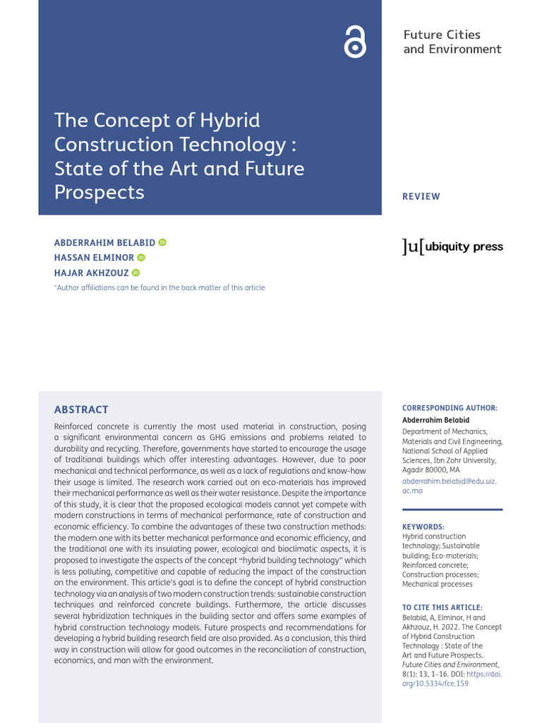 Hybrid Construction Technology Overview | PDF | Concrete | Cement