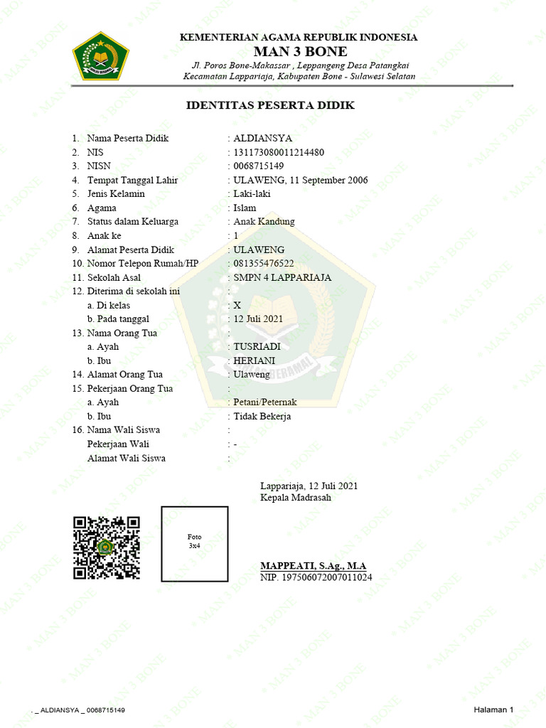 Identitas Aldiansya | PDF